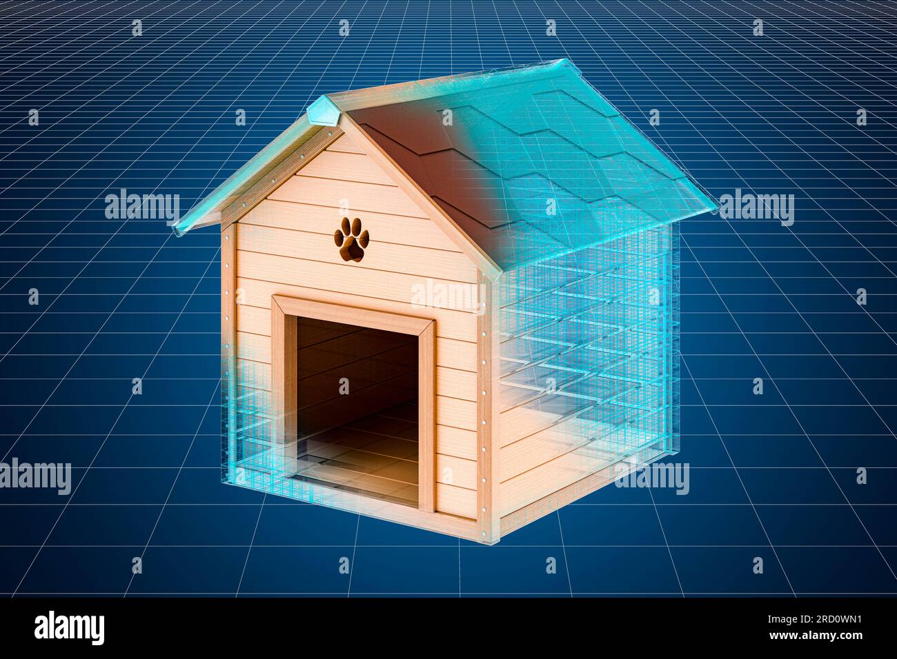 Visualization 3d cad model of doghouse, 3D rendering Stock Photo - Alamy