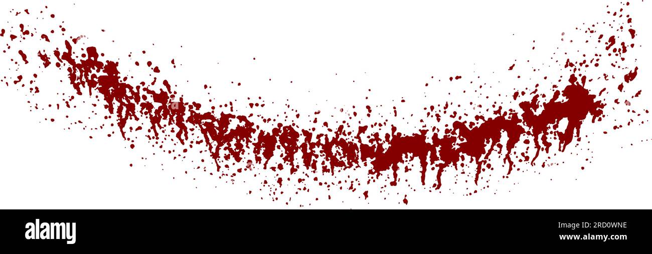 Isolated curved gore color trace on white. Splashes and drips. Grunge ...