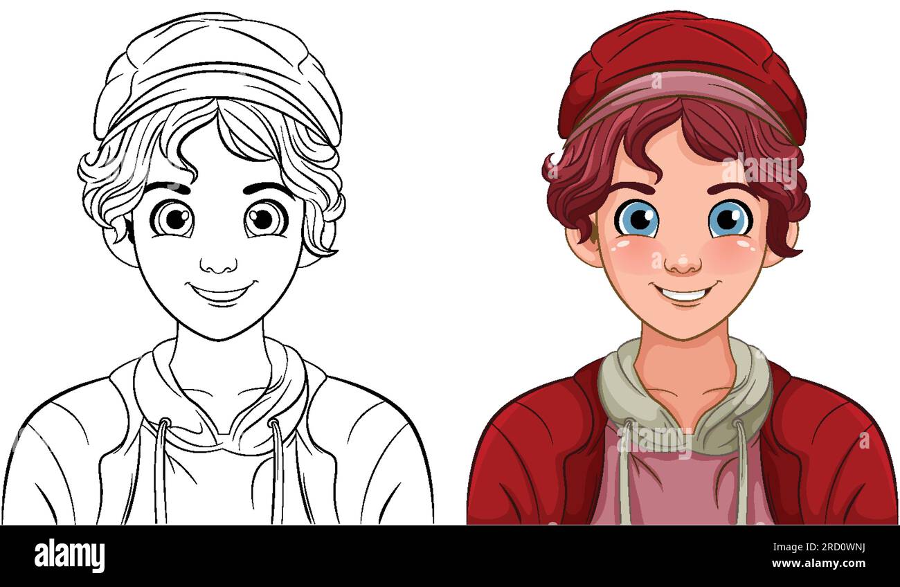 Line art male teenager Stock Vector Images - Alamy