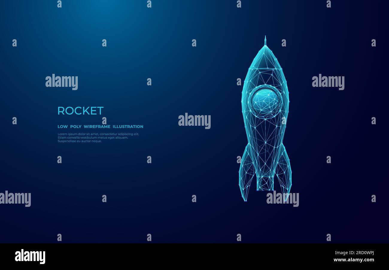 Abstract Digital Rocket on Technology Blue Background Stock Vector ...