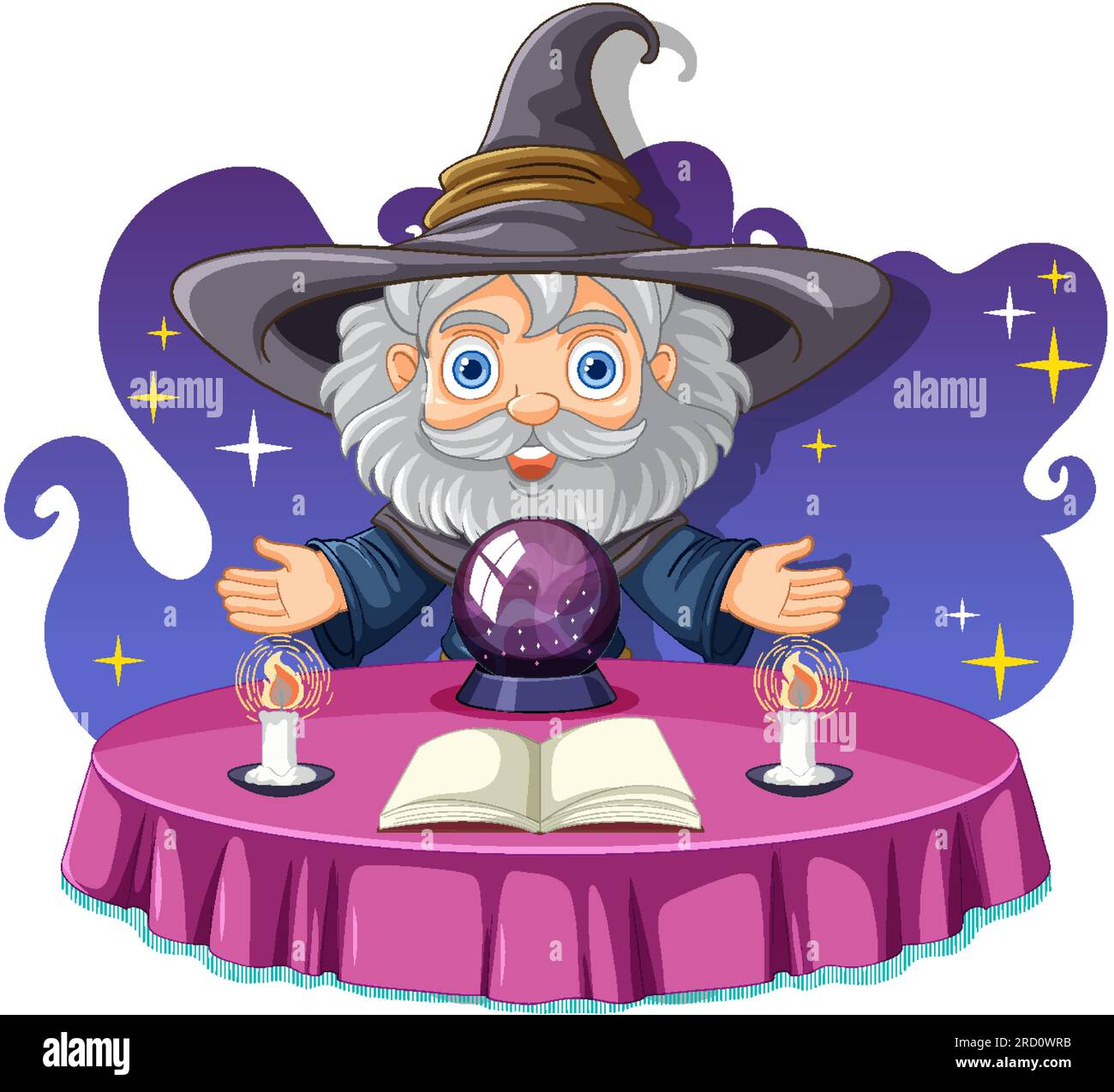 Wizard with magic spell cartoon illustration Stock Vector Image & Art ...
