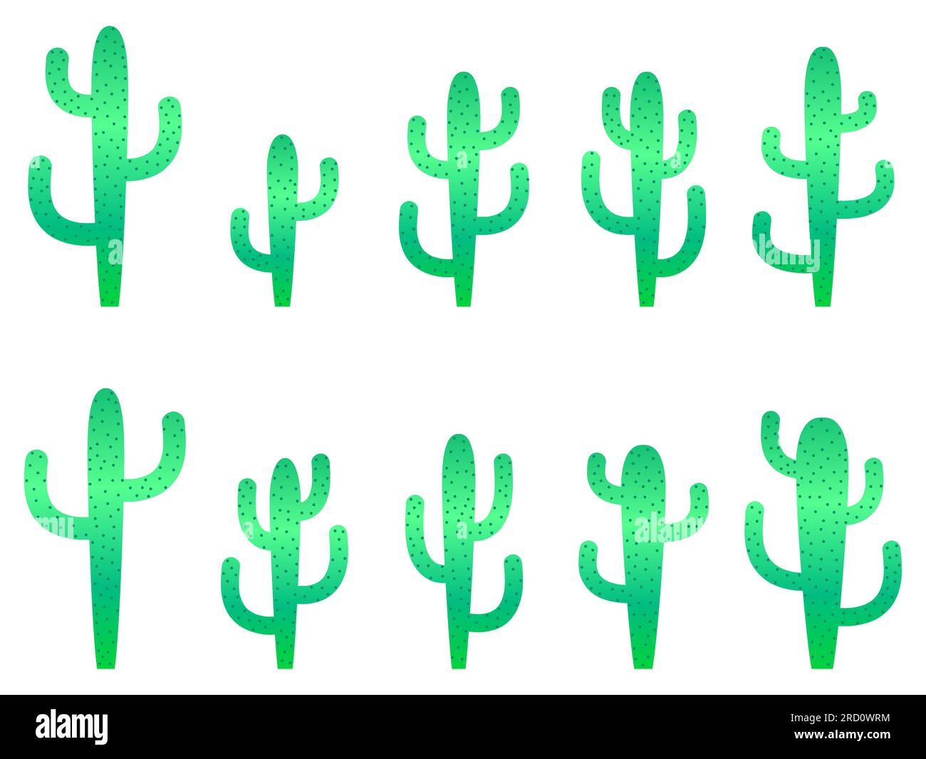 Gradient cactus icons set on white background. Desert cactus Carnegiea. Cactuses with dots in a ...