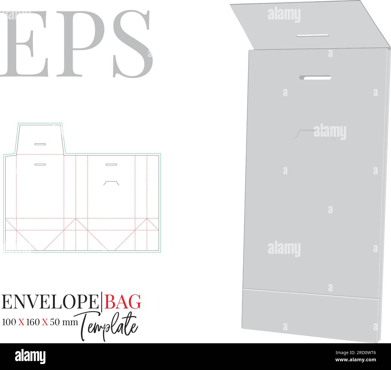 Envelope bag Template, Vector with die cut, laser cut lines. White ...