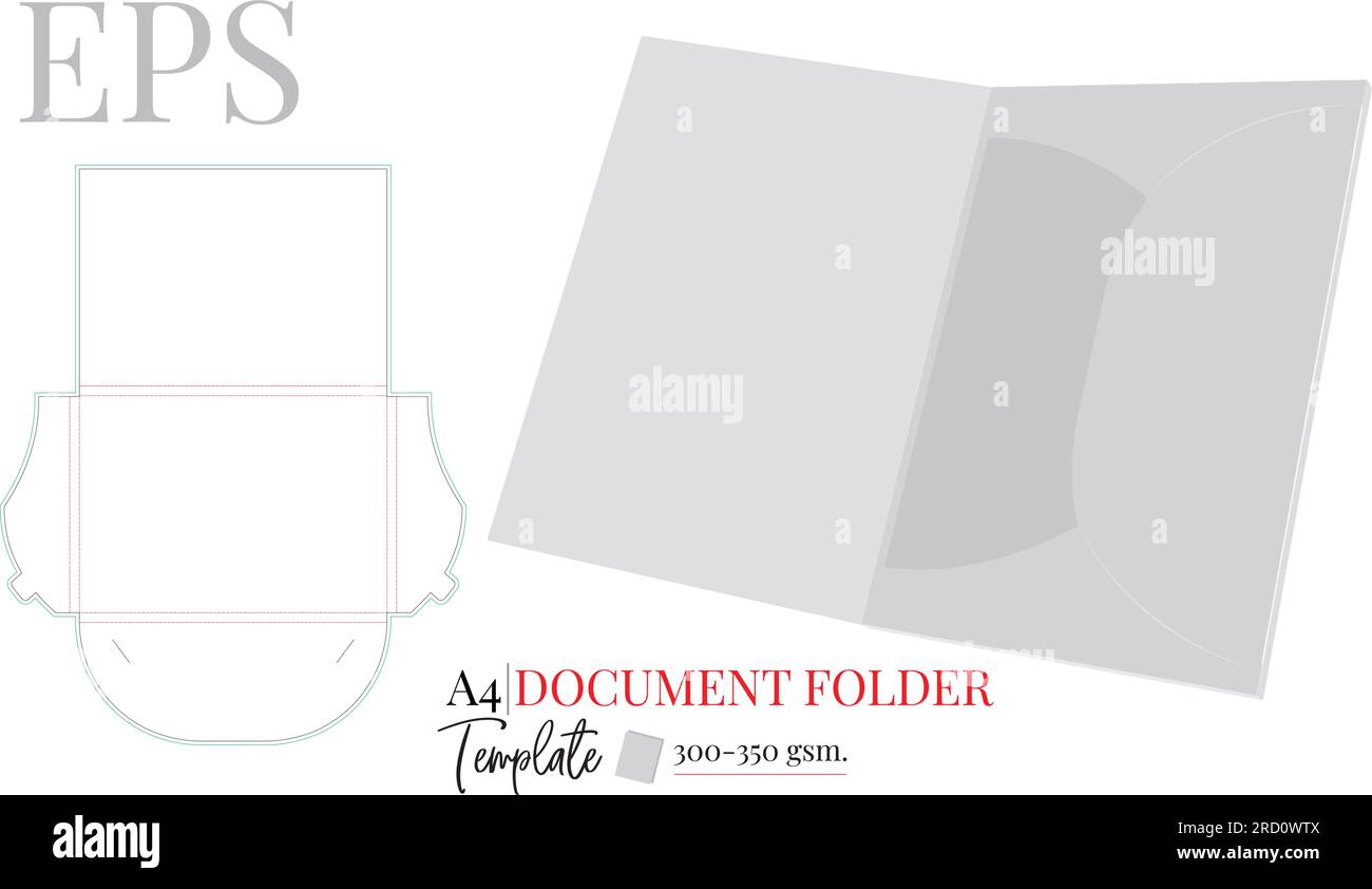 Document Folder Template A4. Vector with die cut, laser cut layers ...
