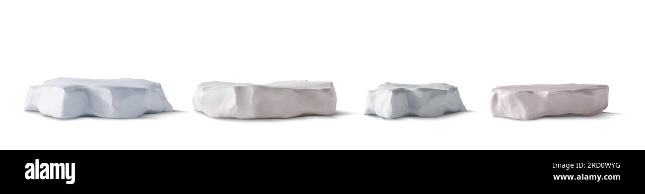 Realistic set of rough stone platforms on transparent background ...