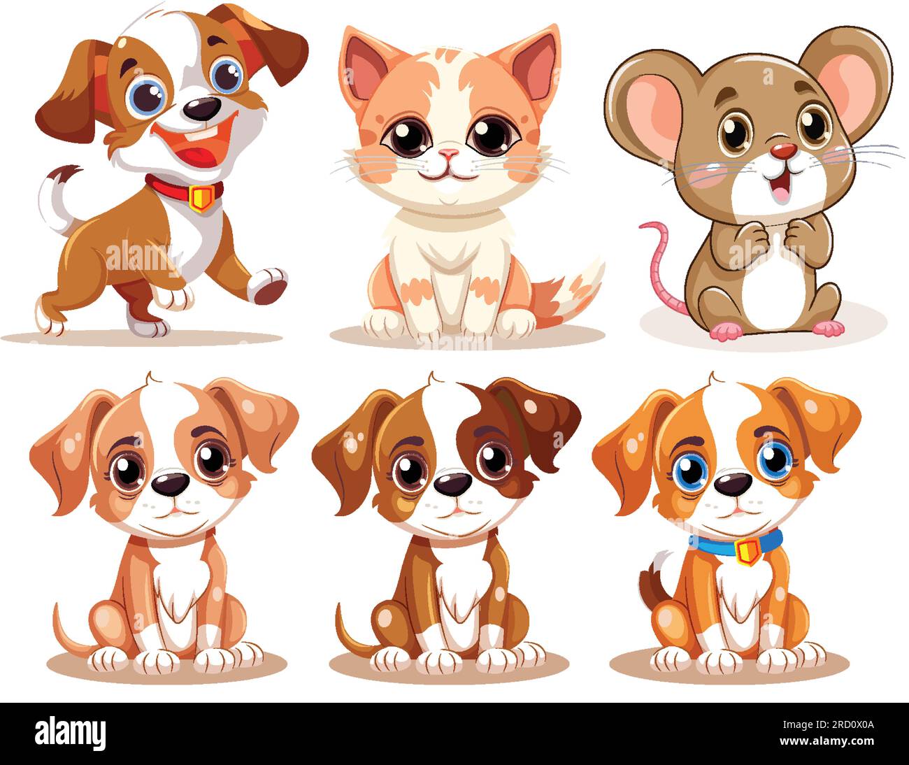 Set of cute pet cartoon character illustration Stock Vector Image & Art ...