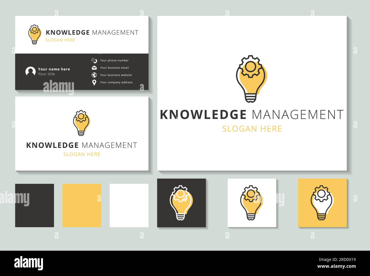 Knowledge management logo design with editable slogan. Branding book ...