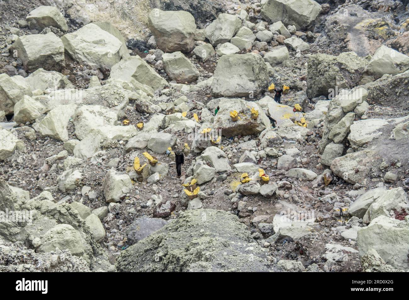 Carrying Sulphur back from Sulphur Mining, Mount Ijen, Java, Indonesia ...
