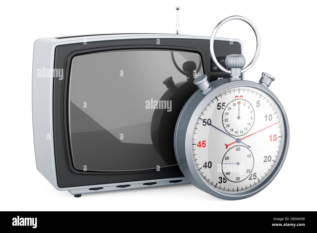 Retro TV set with stopwatch, 3D rendering isolated on white background ...