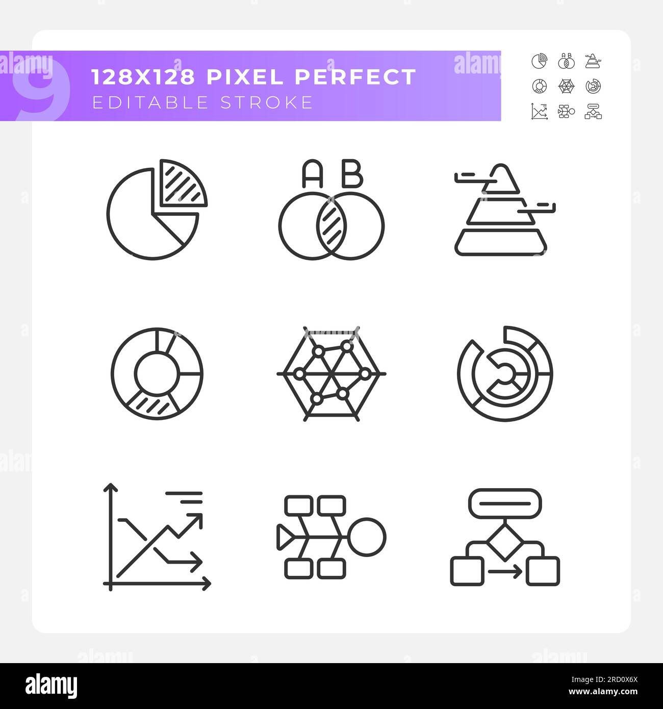 Chart and diagram linear icons set Stock Vector Image & Art - Alamy