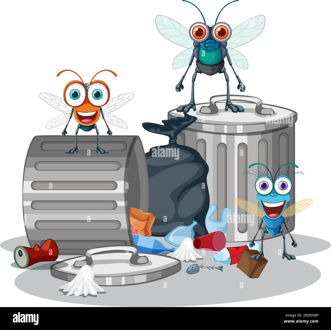 Fly and trash cartoon illustration Stock Vector Image & Art - Alamy