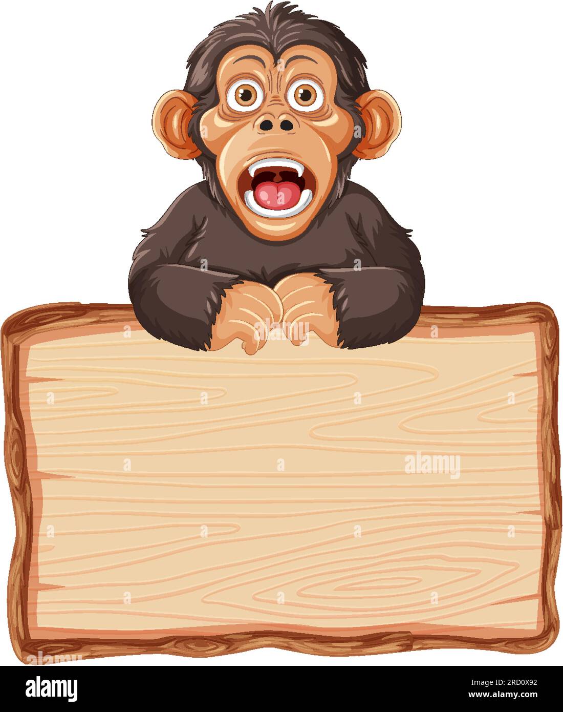 Cute monkey with wooden sign board illustration Stock Vector Image ...
