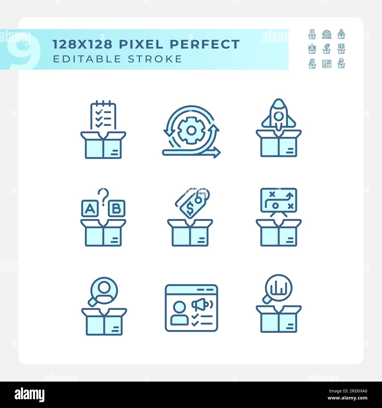 Editable pixel perfect blue product management icons Stock Vector Image ...