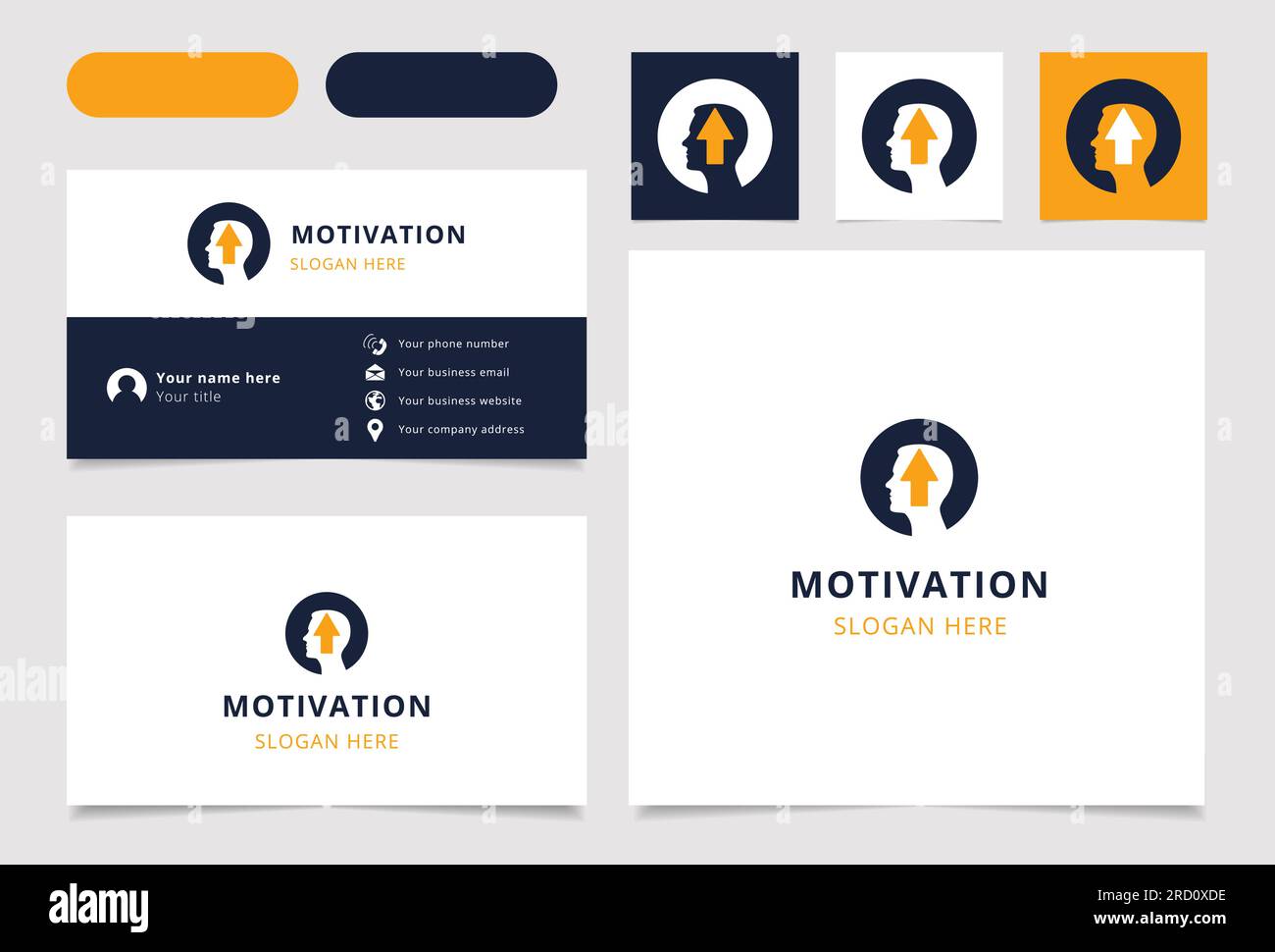 Motivation logo design with editable slogan. Branding book and business ...