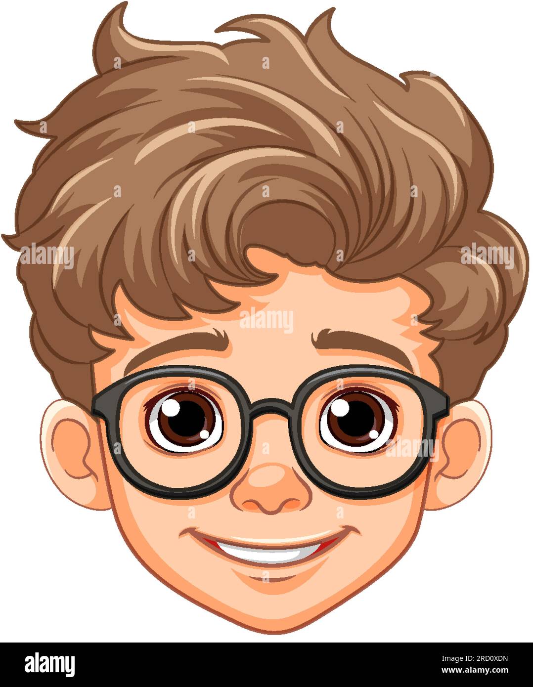 Boy cartoon head wearing glasses isolated illustration Stock Vector ...