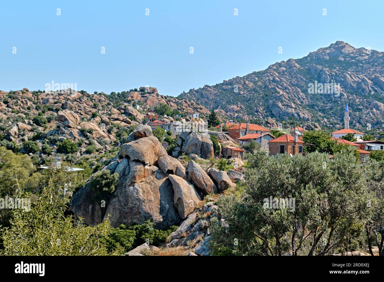 Bafa, Turkey - July 15, 2023: Kapikiri village and geological gneiss ...