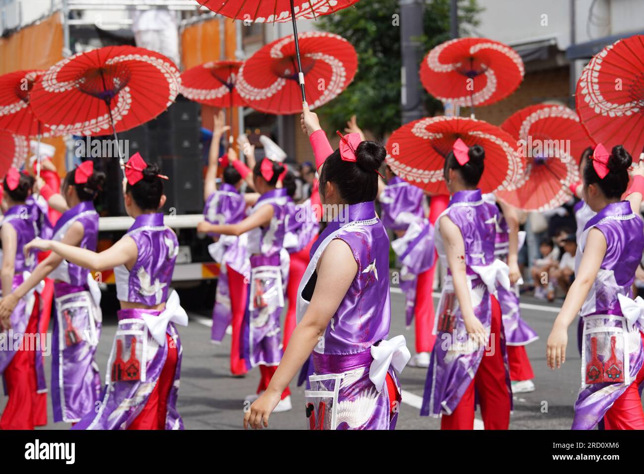 KAGAWA, JAPAN - JULY 15 2023: Japanese performers dancing in the famous ...
