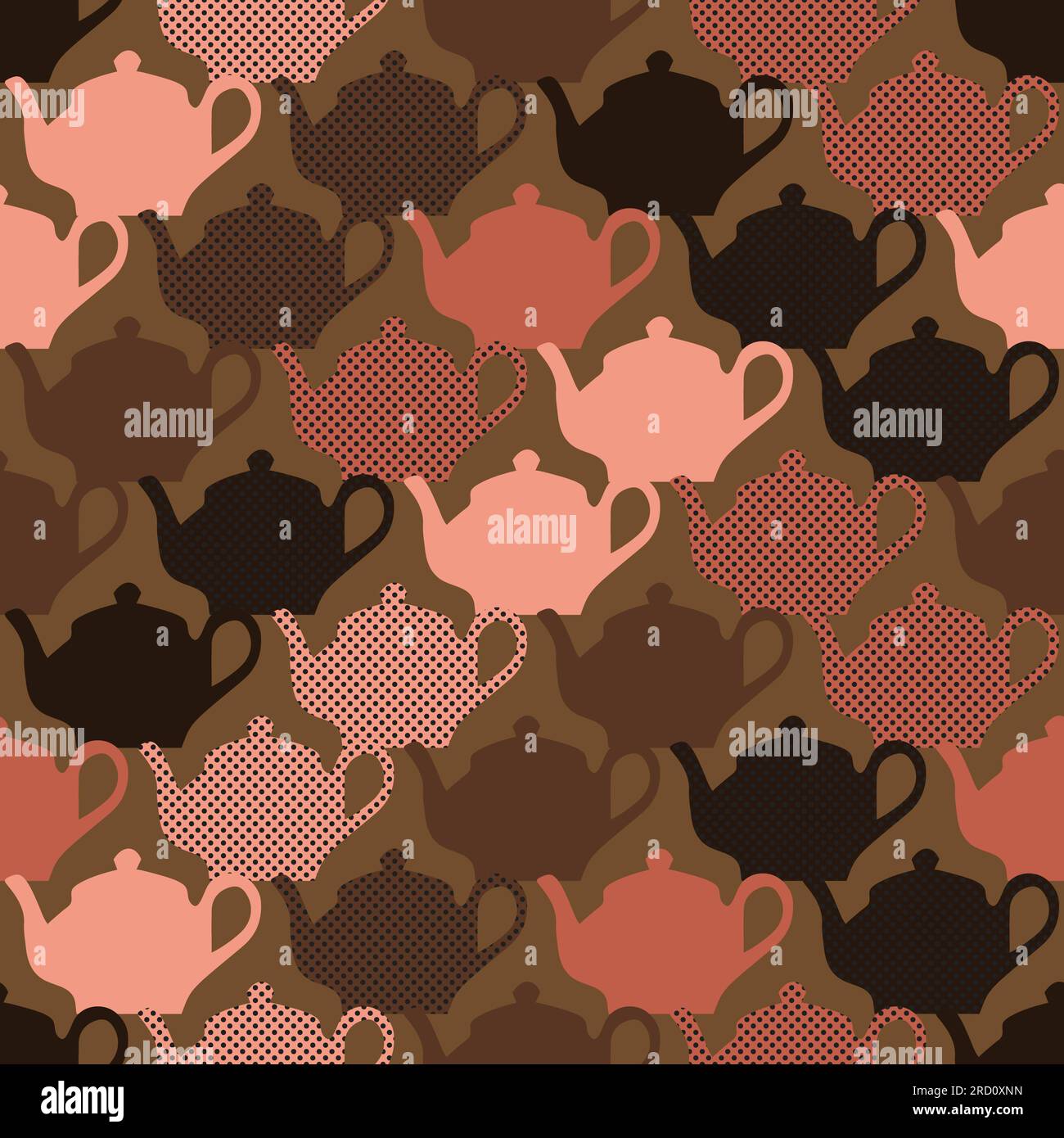 Teapot seamless vector repeat pattern. Kitchen Vector Texture. Tea ...