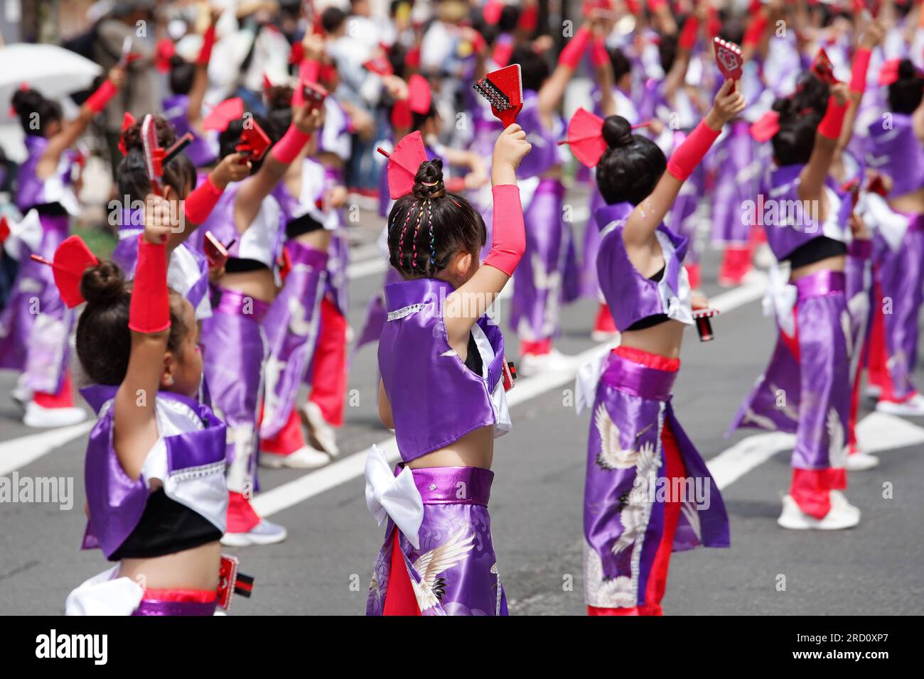 KAGAWA, JAPAN - JULY 15 2023: Japanese performers dancing in the famous ...