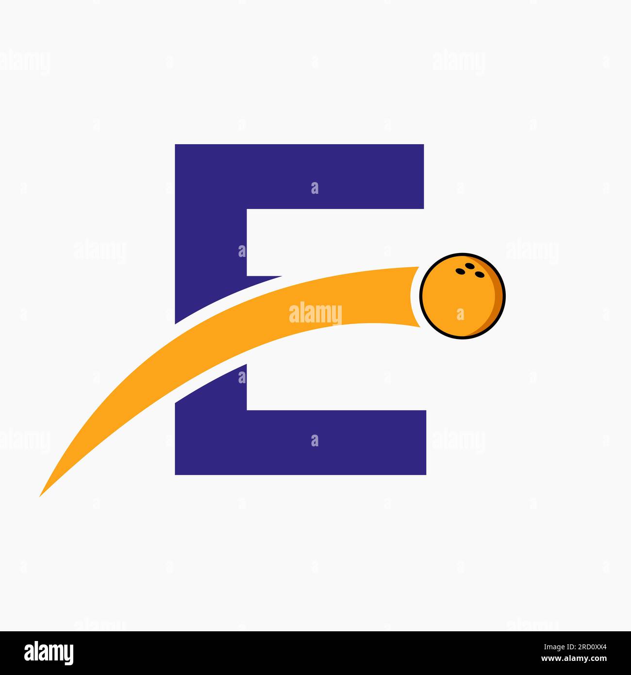 Letter E Bowling Logo. Bowling Ball Symbol With Moving Ball Icon Stock ...