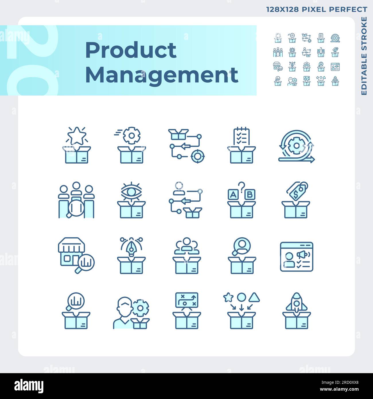 Editable pixel perfect blue product management icons set Stock Vector ...