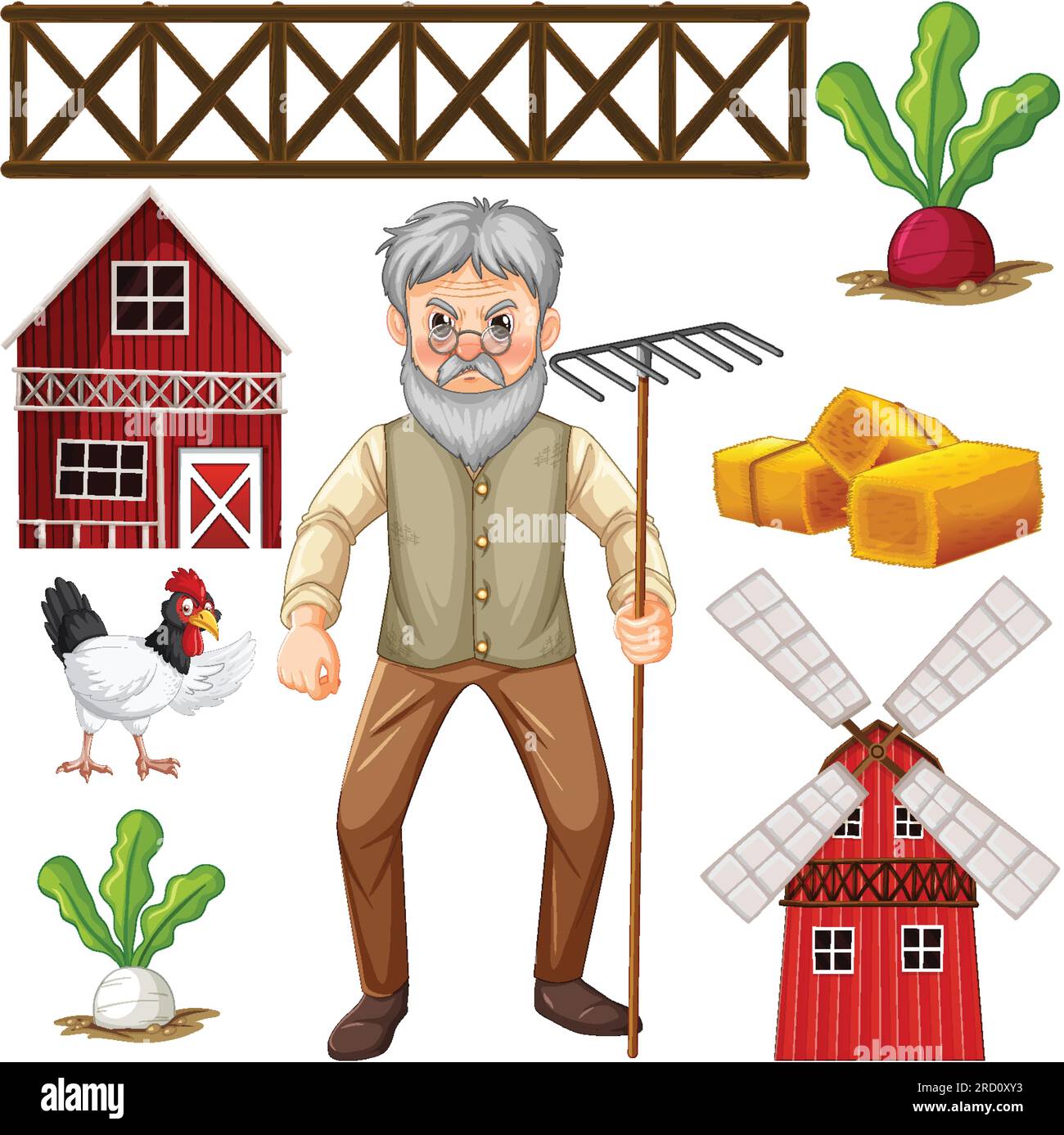 Farm Objects and Elements Vector Set illustration Stock Vector Image & Art - Alamy