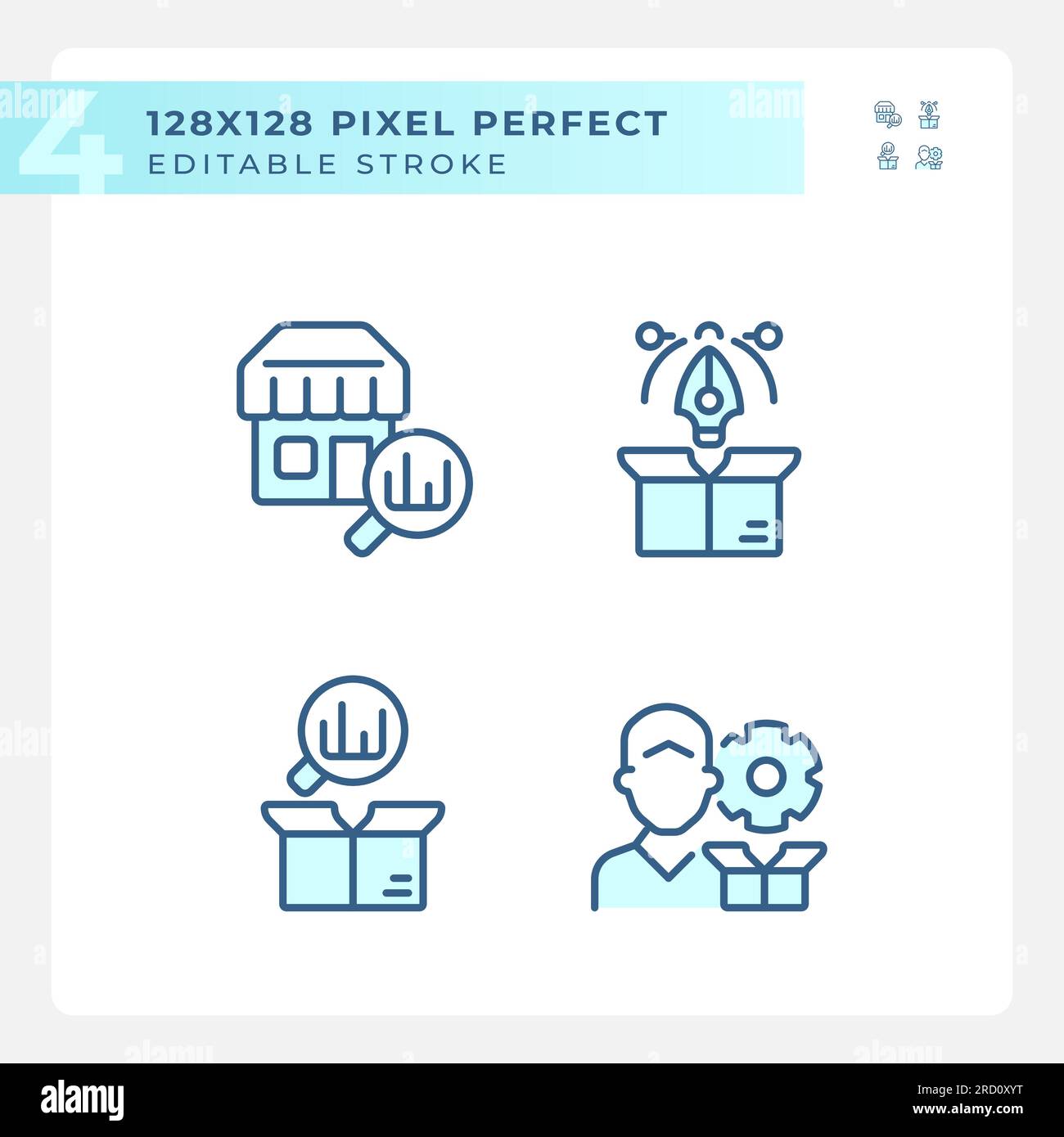 Pixel perfect blue product management icons set Stock Vector Image ...
