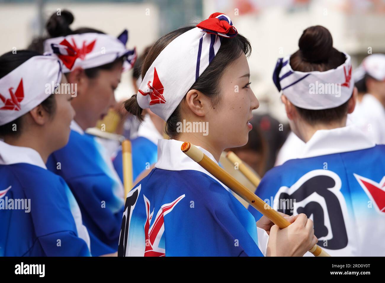 KAGAWA, JAPAN - JULY 15 2023: Japanese traditional festive dance event ...