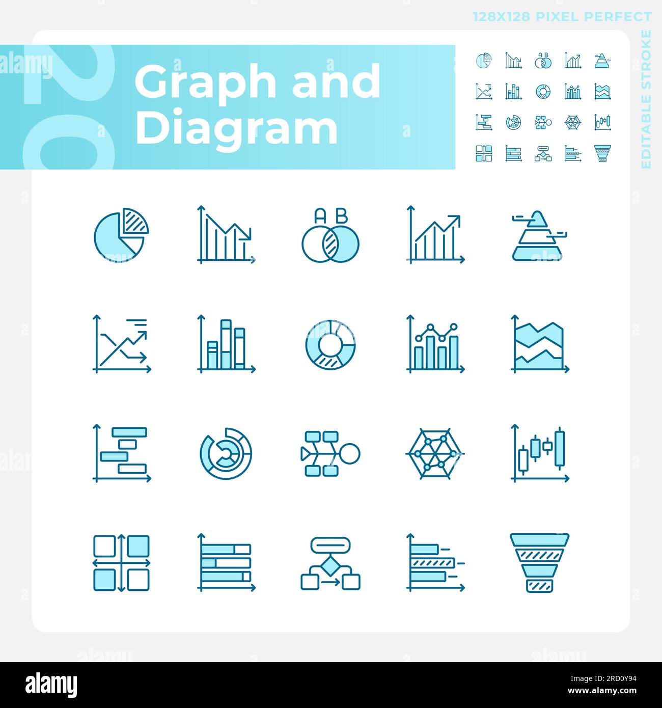 Graph and diagram light blue icons Stock Vector Image & Art - Alamy