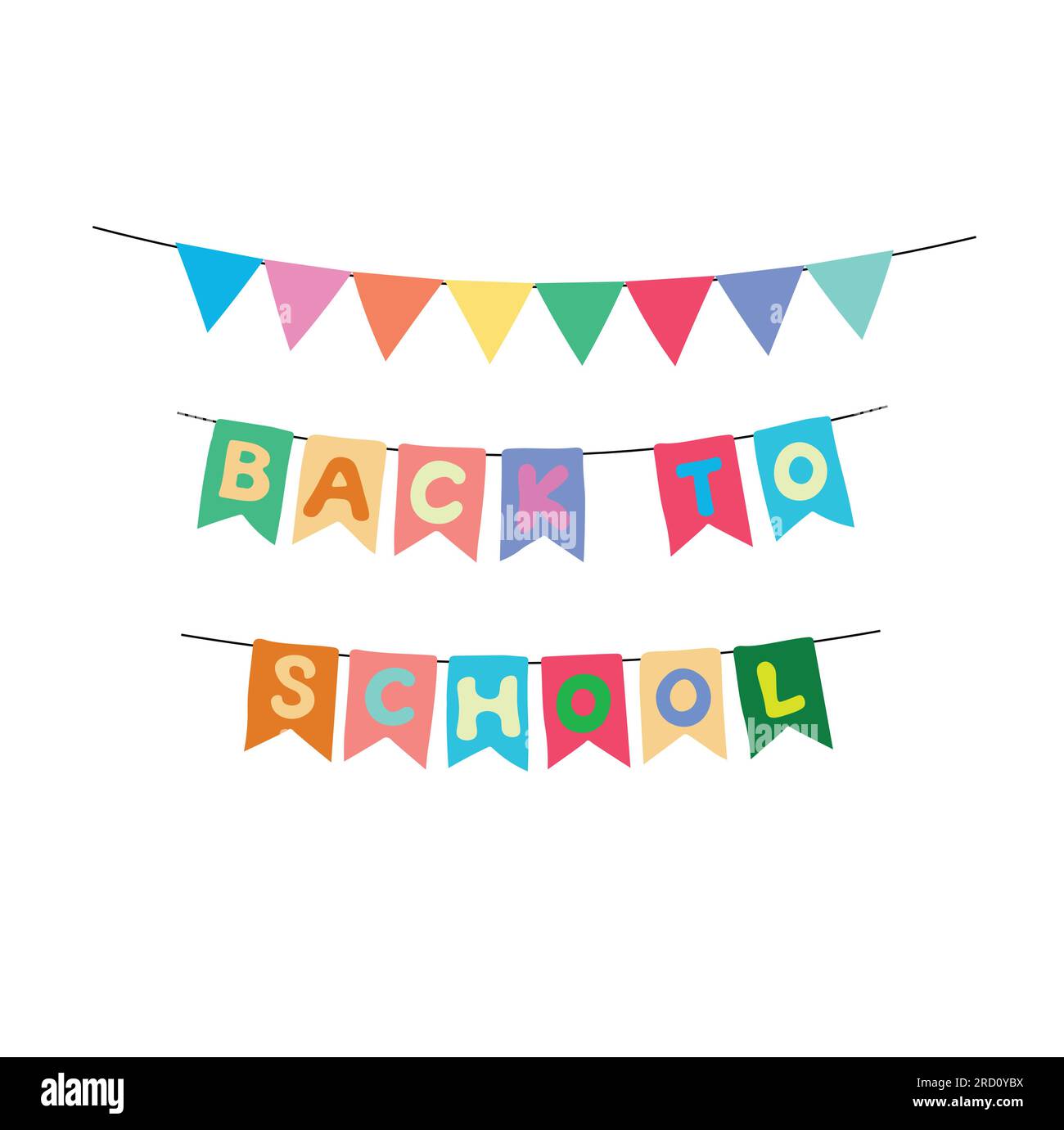 Back to school flag banner flat color illustration vector isolated on ...