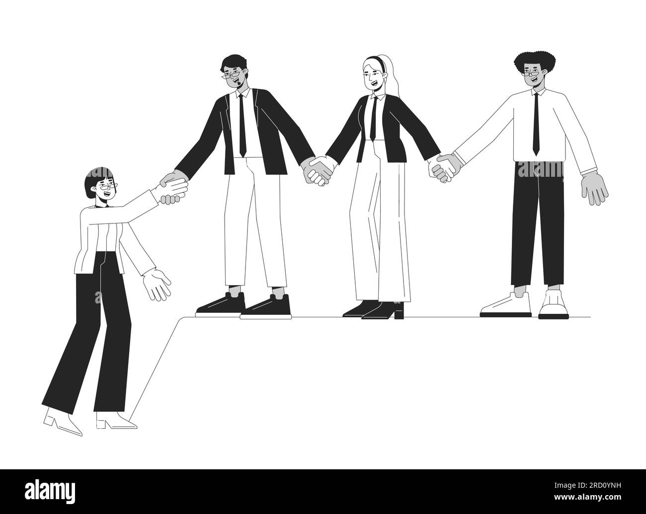 Supportive business team bw concept vector spot illustration Stock ...