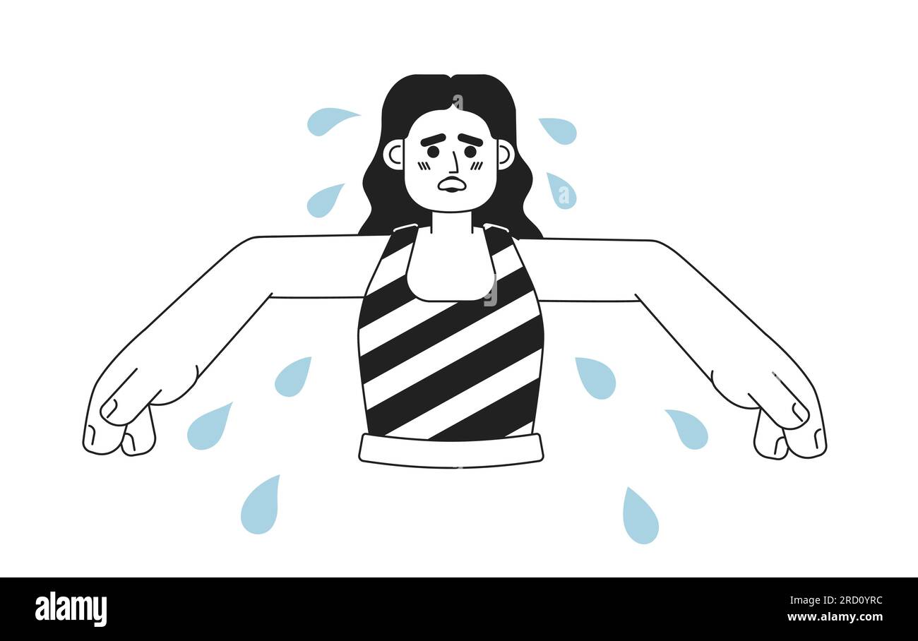 Arabic Woman With Sweaty Armpits Monochromatic Flat Vector Character Stock Vector Image And Art