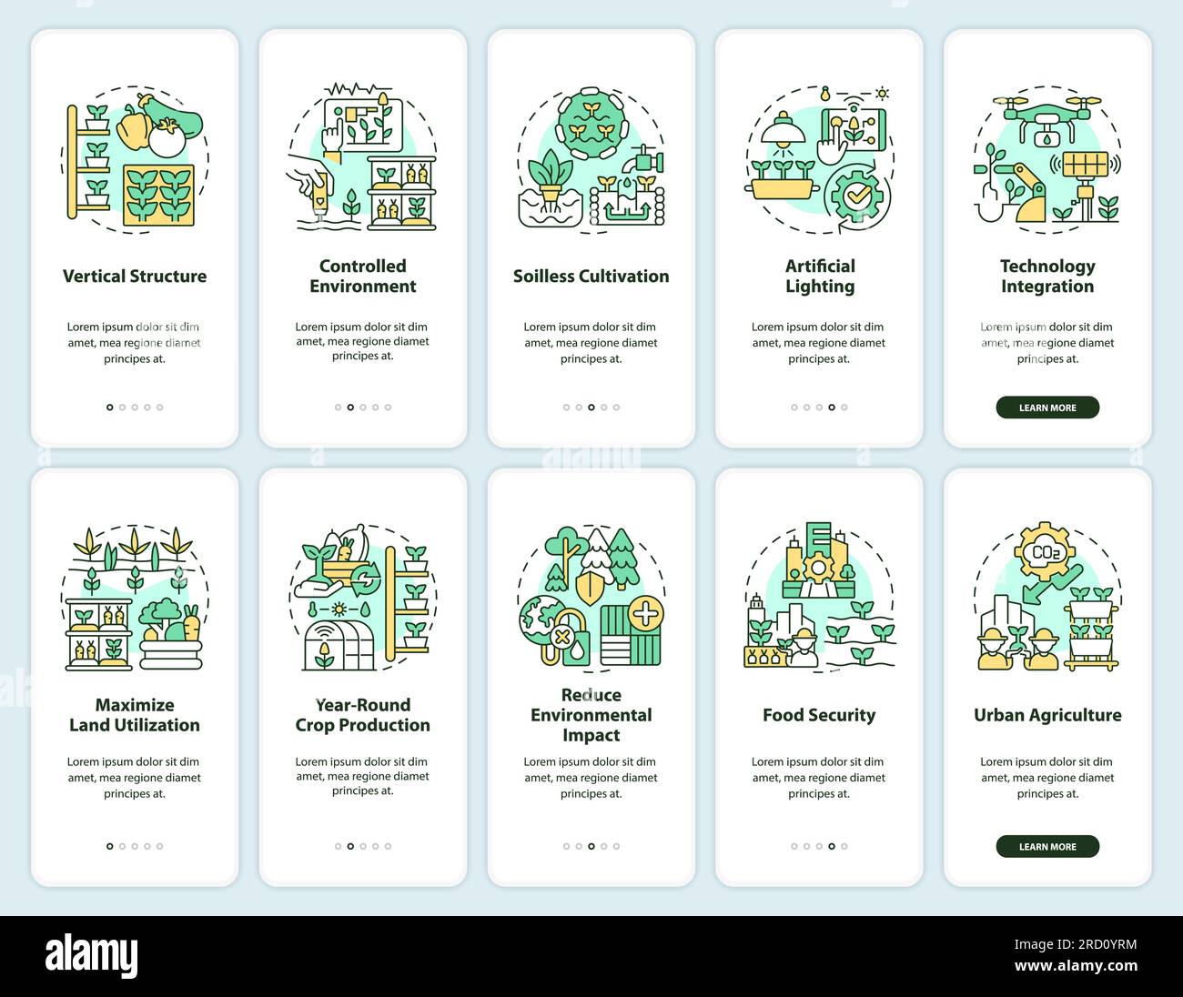 Walkthrough vertical farming and hydroponics with icons Stock Vector ...