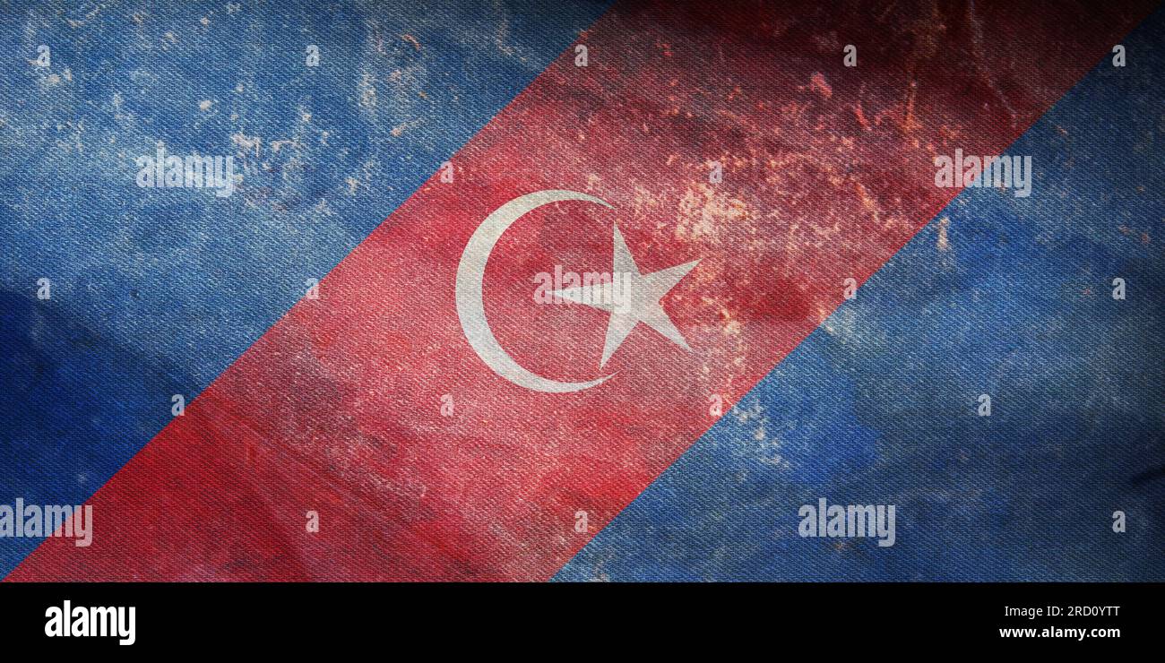 Top view of retro flag Kluang, Johor Malaysia with grunge texture ...