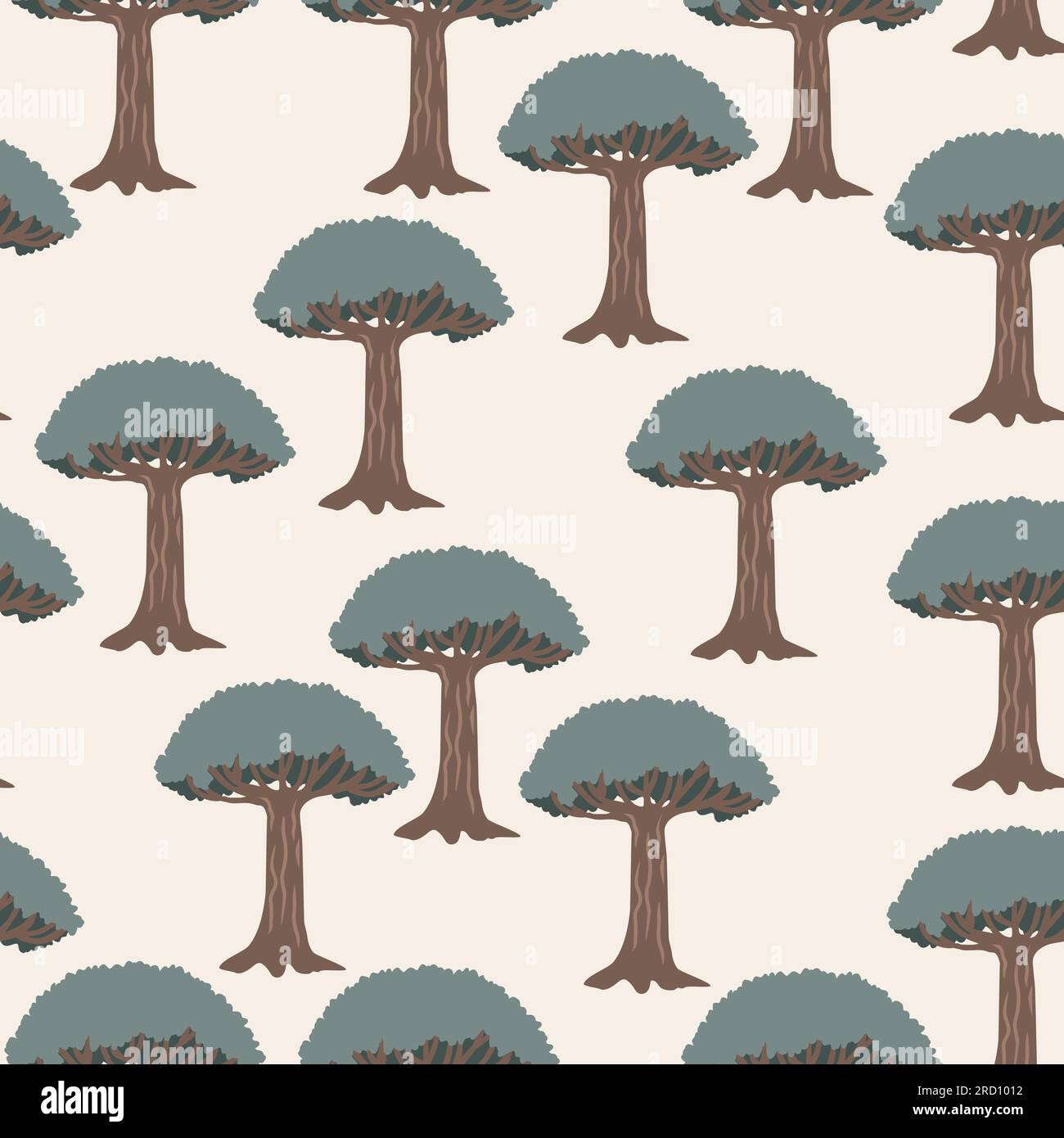 Dragon blood tree seamless pattern. Socotra island landscape background ...