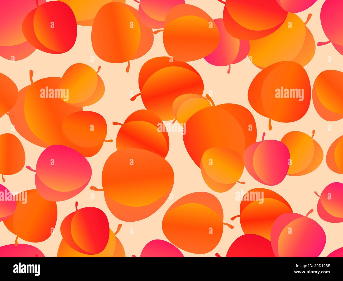 Peaches seamless pattern. Gradient orange peaches in 3d style. Design ...