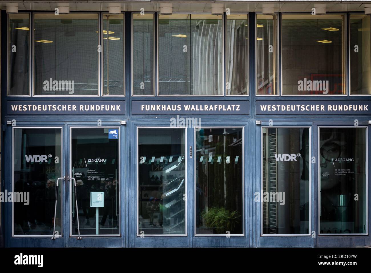 Picture of a sign with the logo of WDR on the Funkhaus Wallrafplatz of ...