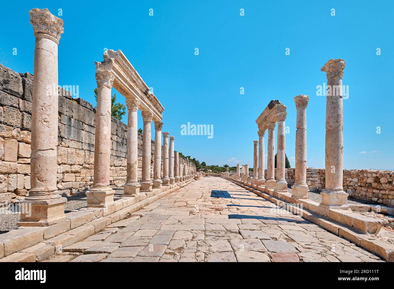 Burdur, Turkey - July 16, 2023: Agora and columned street with ...
