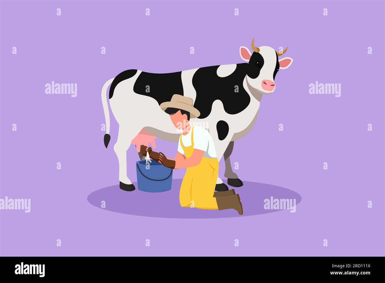 Cartoon farmer production cow milk hi-res stock photography and images ...