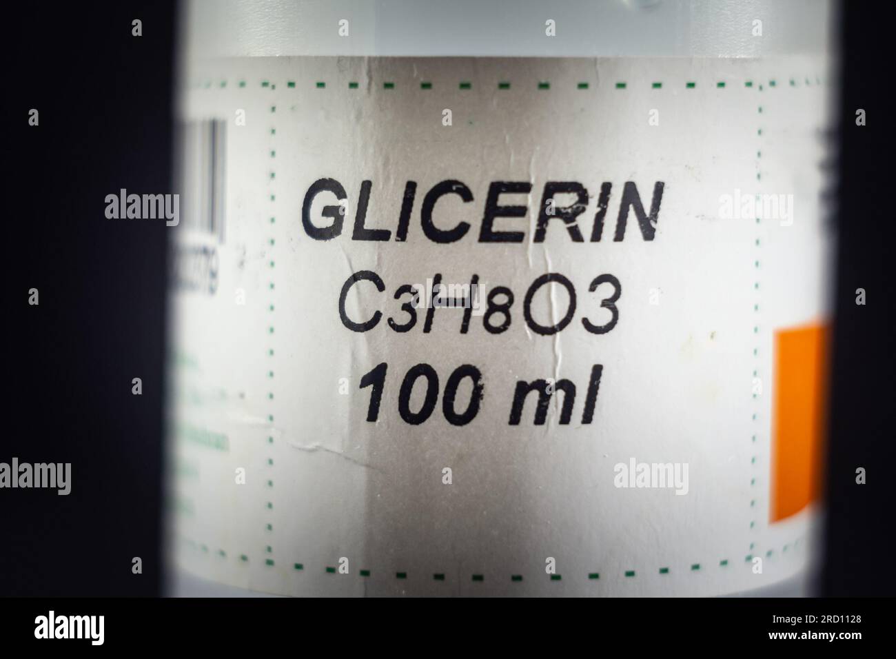 Picture of a glycerin plastic bottle isolated on a black background ...