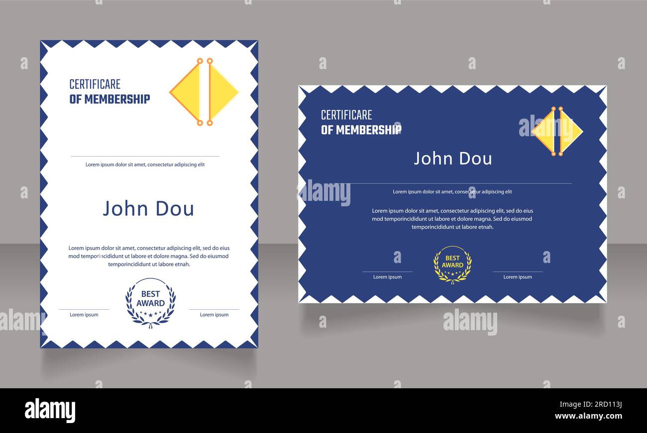Event membership certificate design template set Stock Vector Image ...