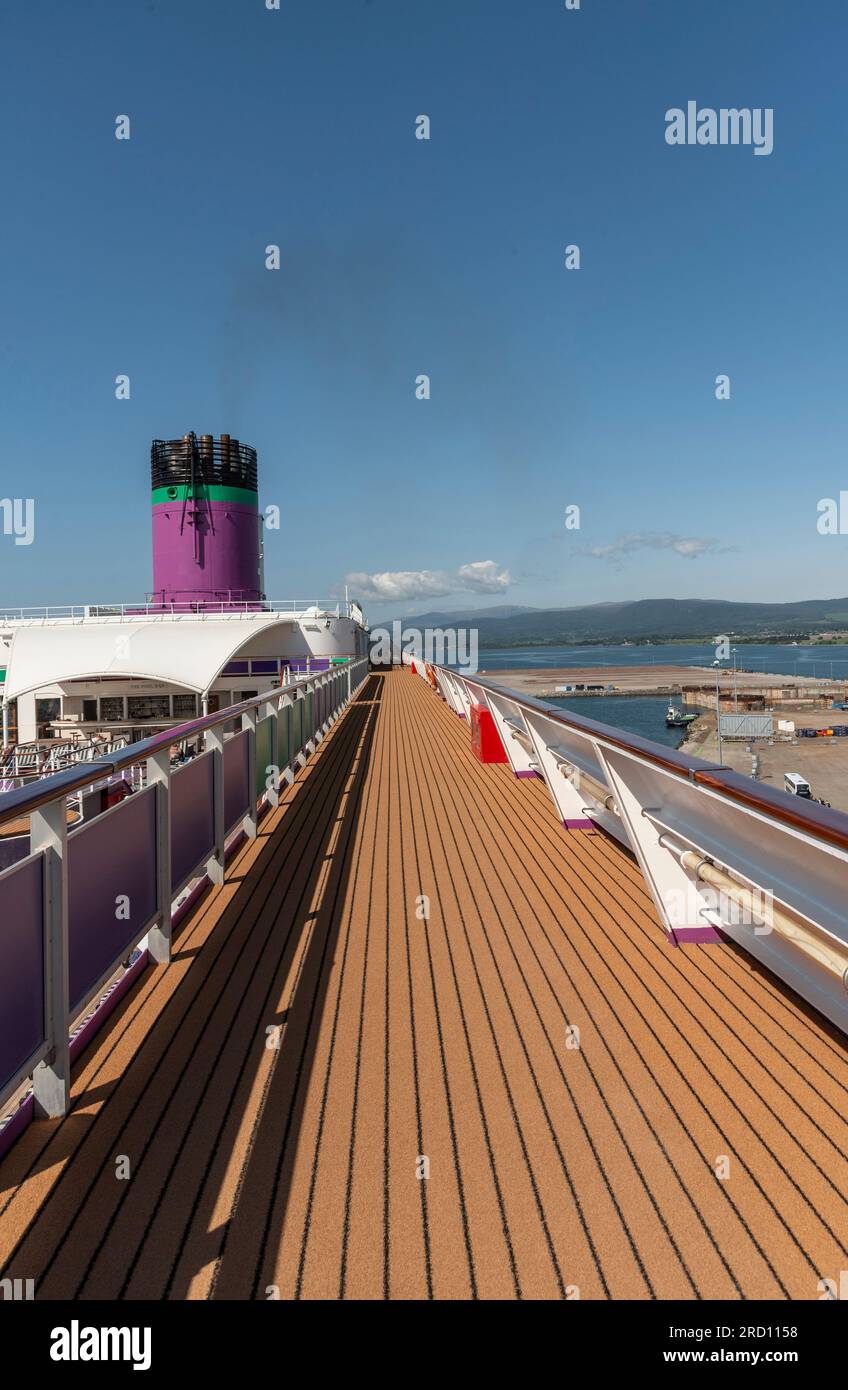 Invergordon, Scotland, UK. 3 June 2023. Top deck walkway of a cruise ...