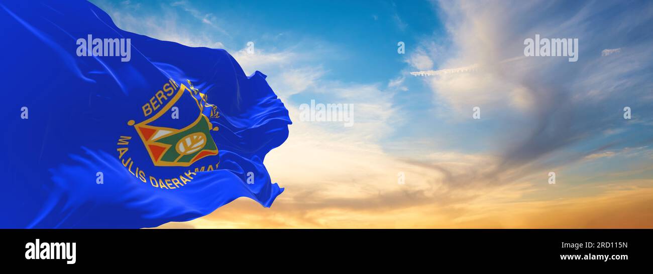 official flag of Maran, Pahang Malaysia at cloudy sky background on ...