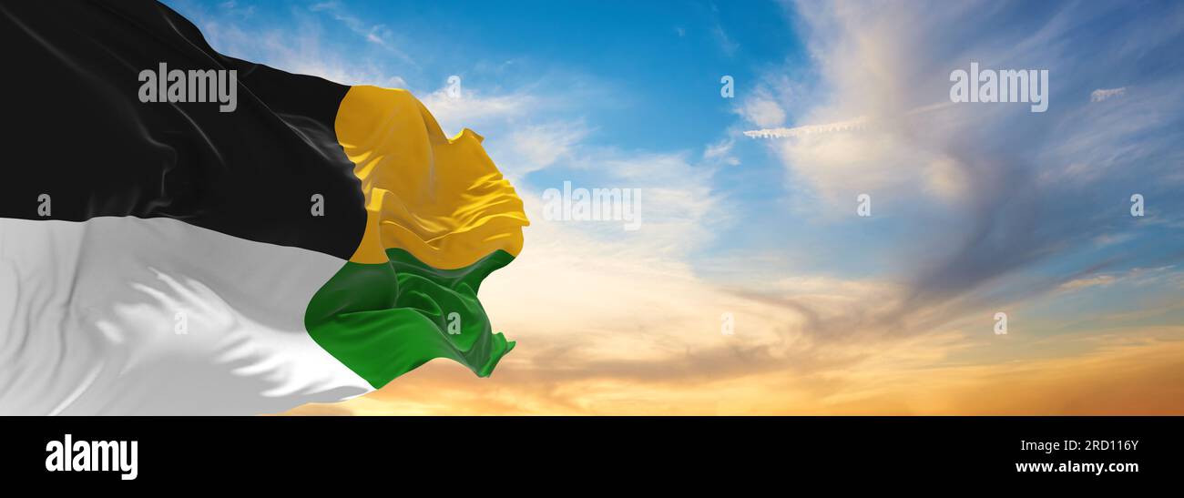 official flag of Sungei Ujong Malaysia at cloudy sky background on ...