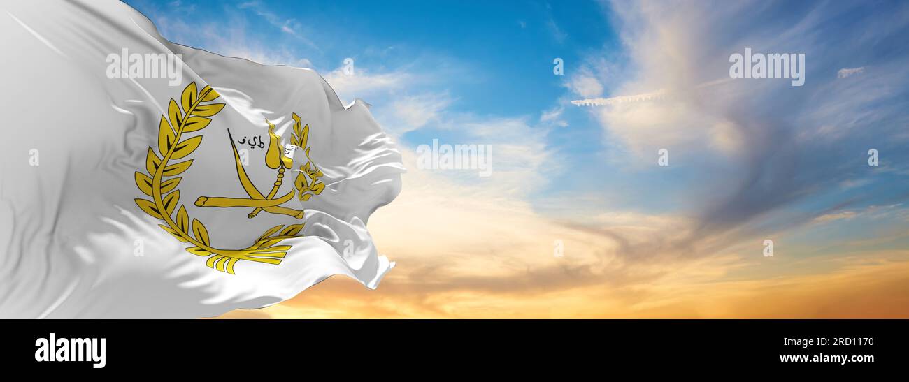 official flag of Standard Sultan Pahang Malaysia at cloudy sky ...