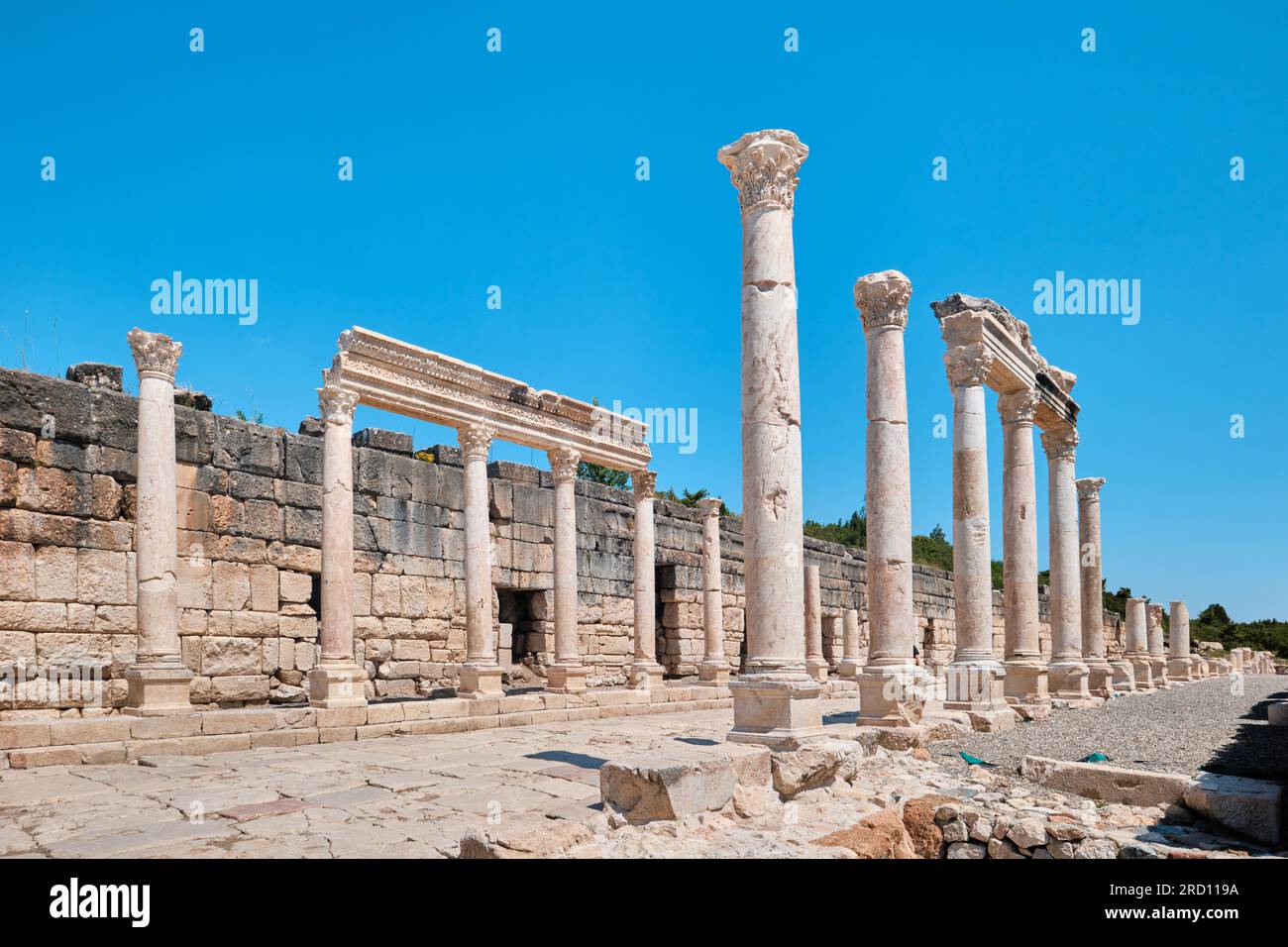 Burdur, Turkey - July 16, 2023: Agora and columned street with ...