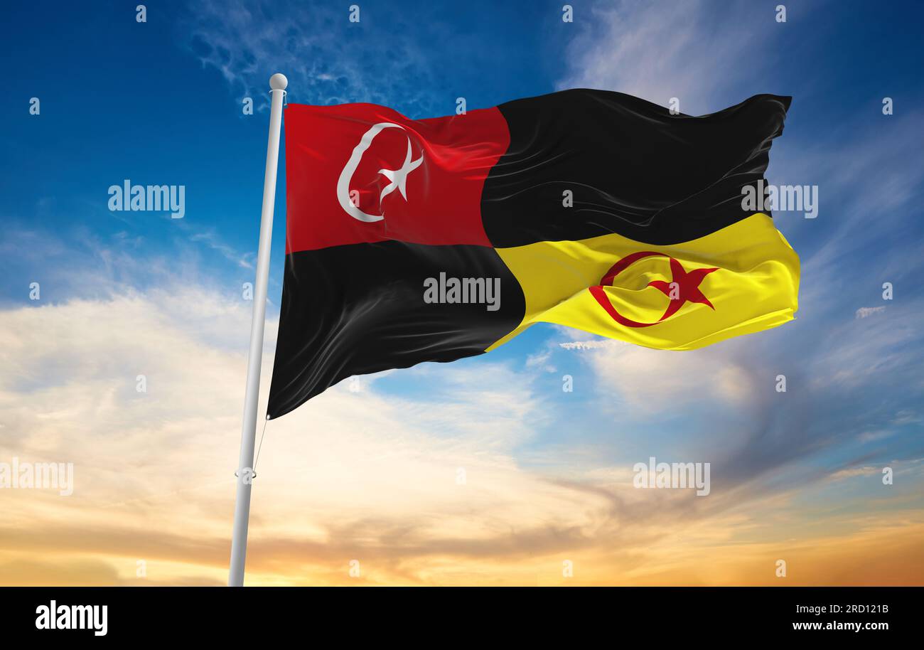 official flag of Muar, Johor Malaysia at cloudy sky background on ...