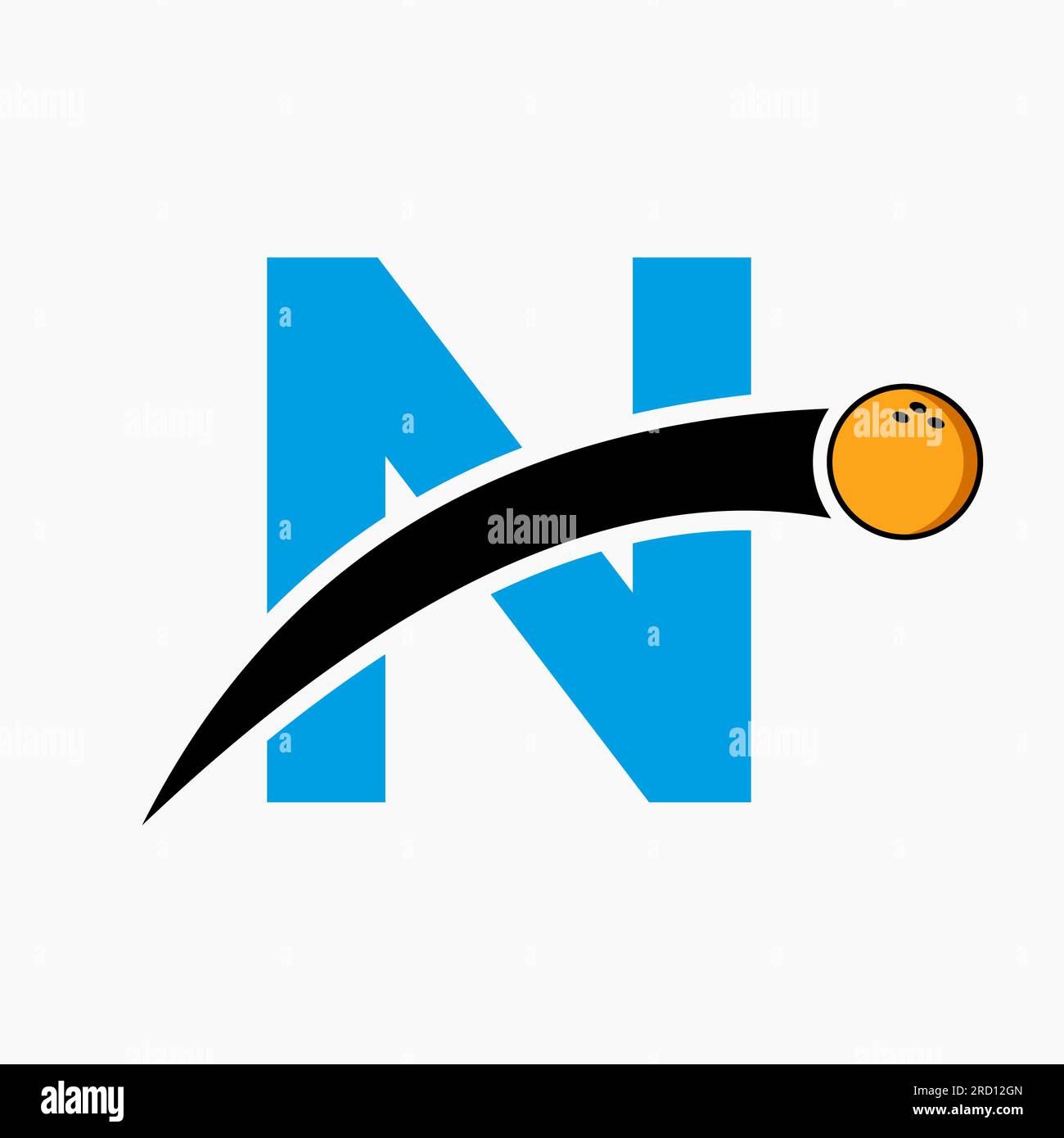 Letter N Bowling Logo. Bowling Ball Symbol With Moving Ball Icon Stock ...
