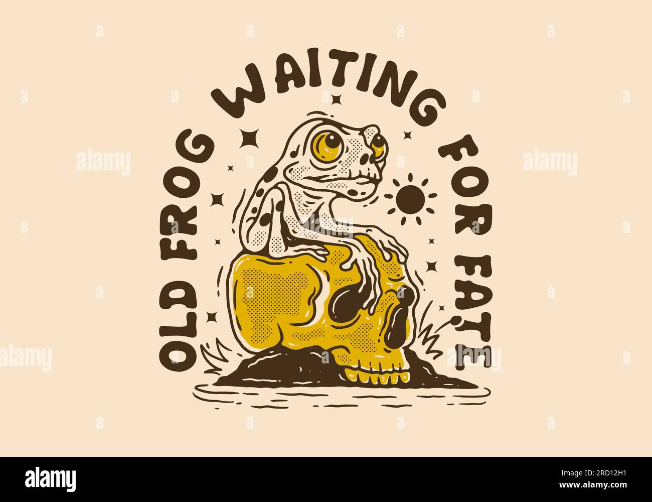Old frog waiting for fate, Vintage Mascot character design of frog ...