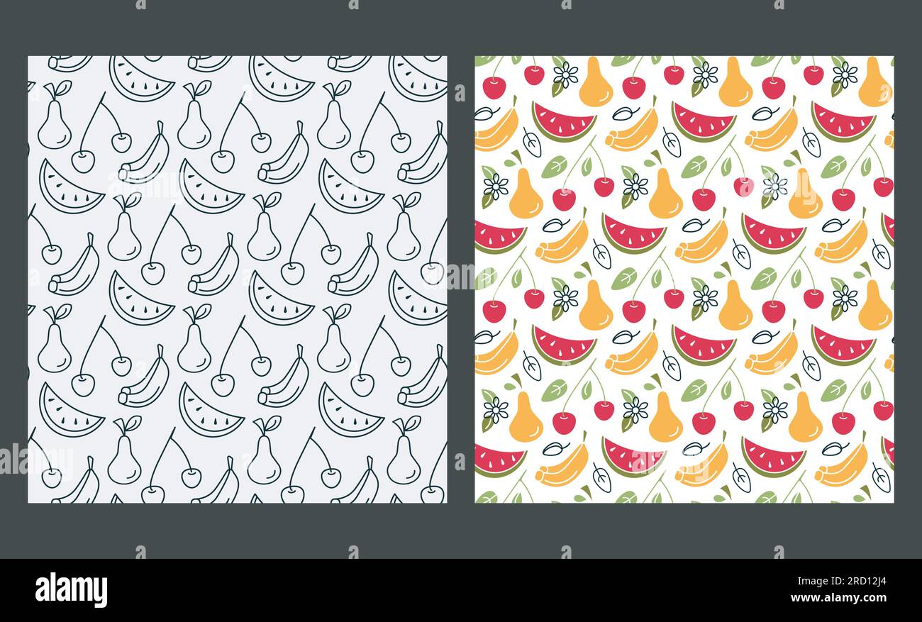 Cherry fruit line fill hi-res stock photography and images - Alamy